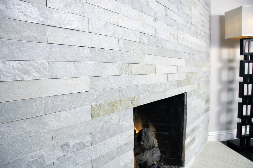 Island Stone Himachal White Strip Tile - Modern - Living Room - Other ...