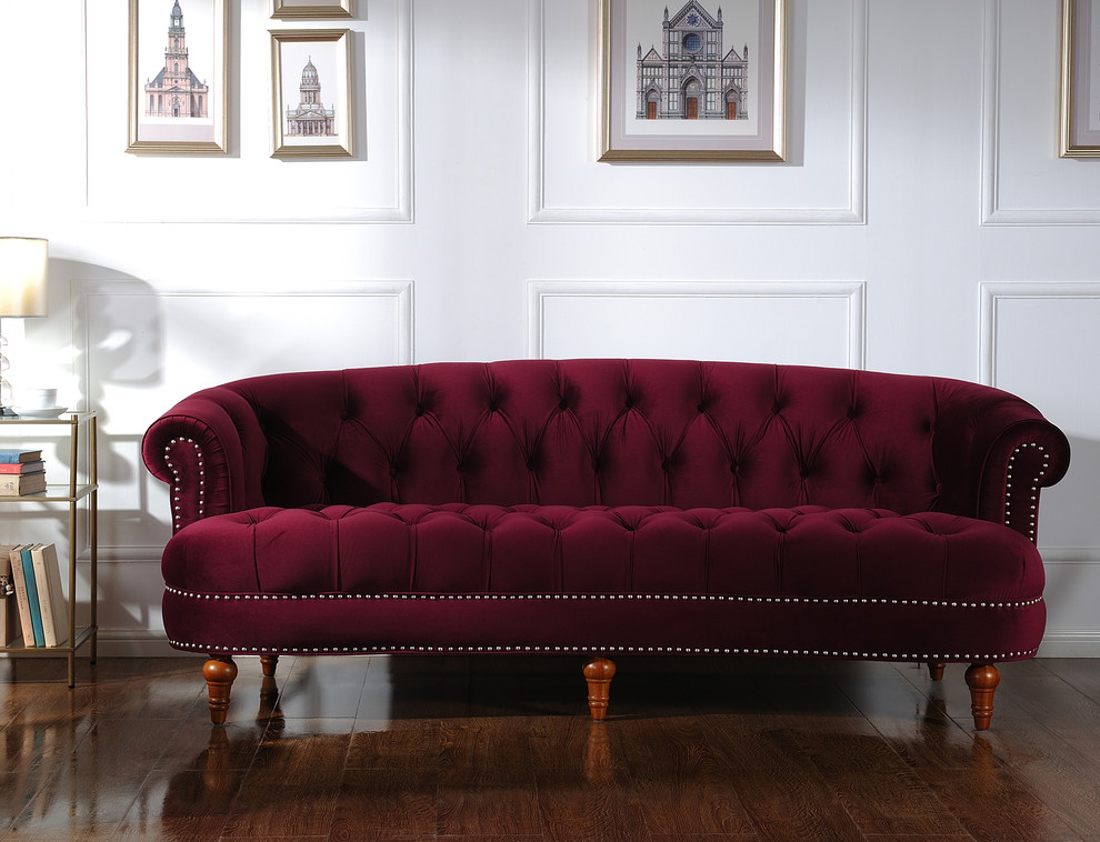 La Rosa Chesterfield Sofa, Burgundy - Transitional - Living Room ...