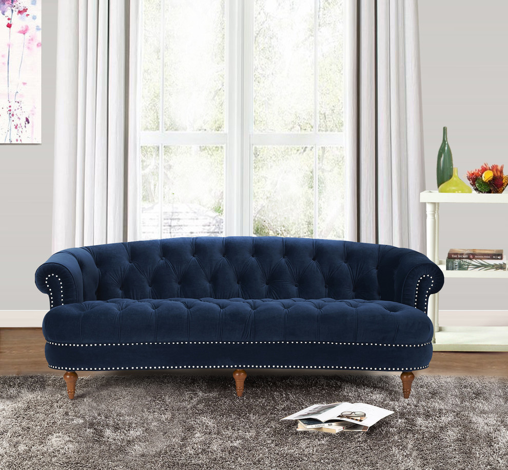 La Rosa Chesterfield Sofa, Navy Blue - Transitional - Living Room ...