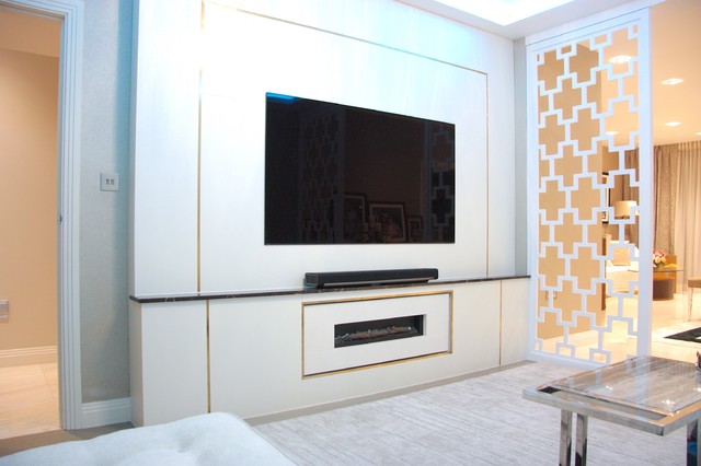 Lacquered Wooden Room Dividers and TV Media Stand - Modern - Living ...