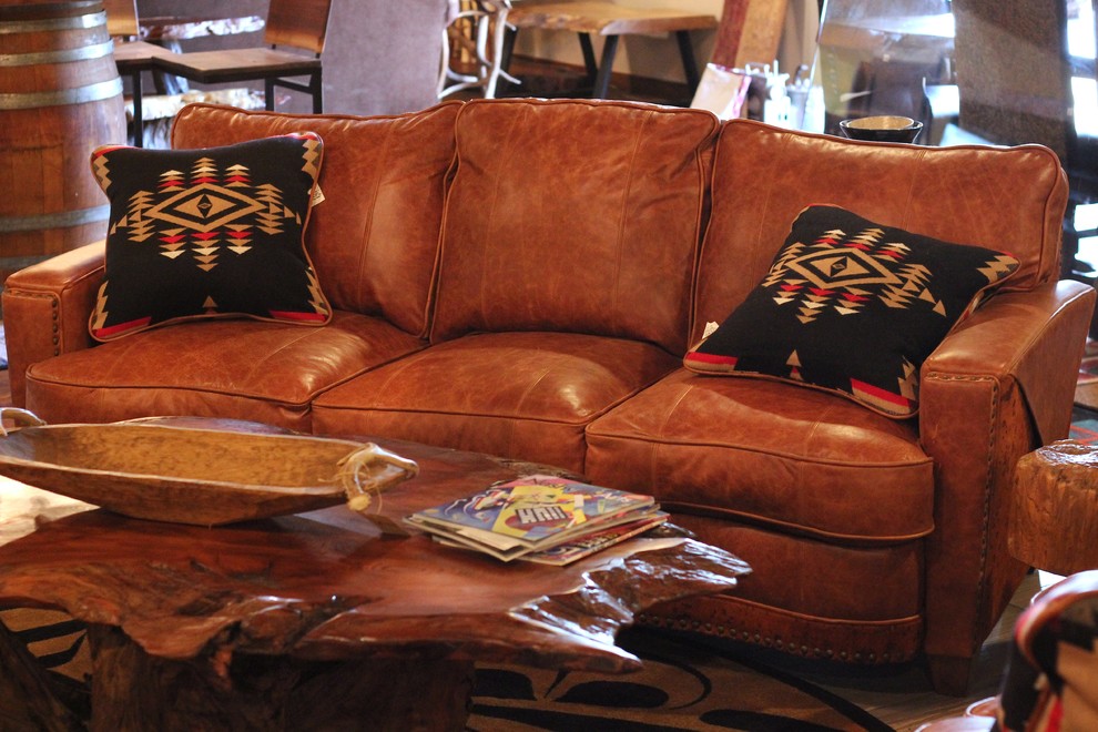 Leather and Hair on Hide Sofa - Rustic - Living Room - Nashville - by ...