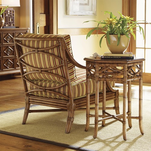 Leather-Wrapped Bent Rattan Hexagonal Coral Springs Accent Table ...