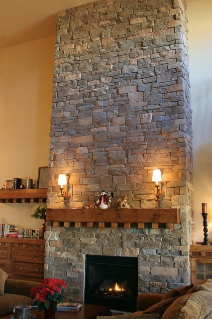 Ledge Stone Veneer Interior Fireplaces - Contemporain - Salon - Toronto ...