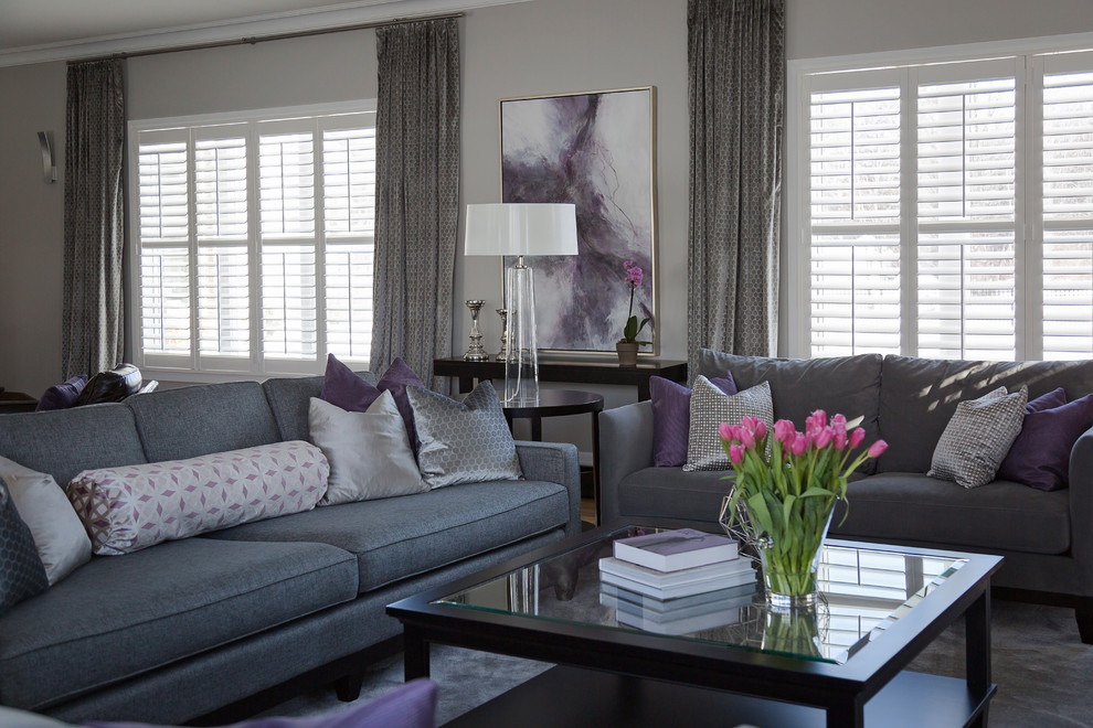 Lilac and Grey Living Room - Transitional - Living Room - Ottawa - by ...