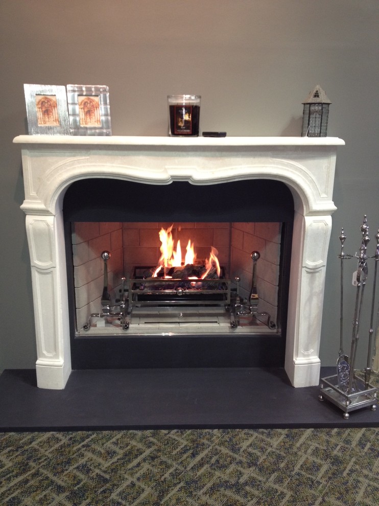 Limestone Mantel - Traditional - Living Room - New York - by KJB ...