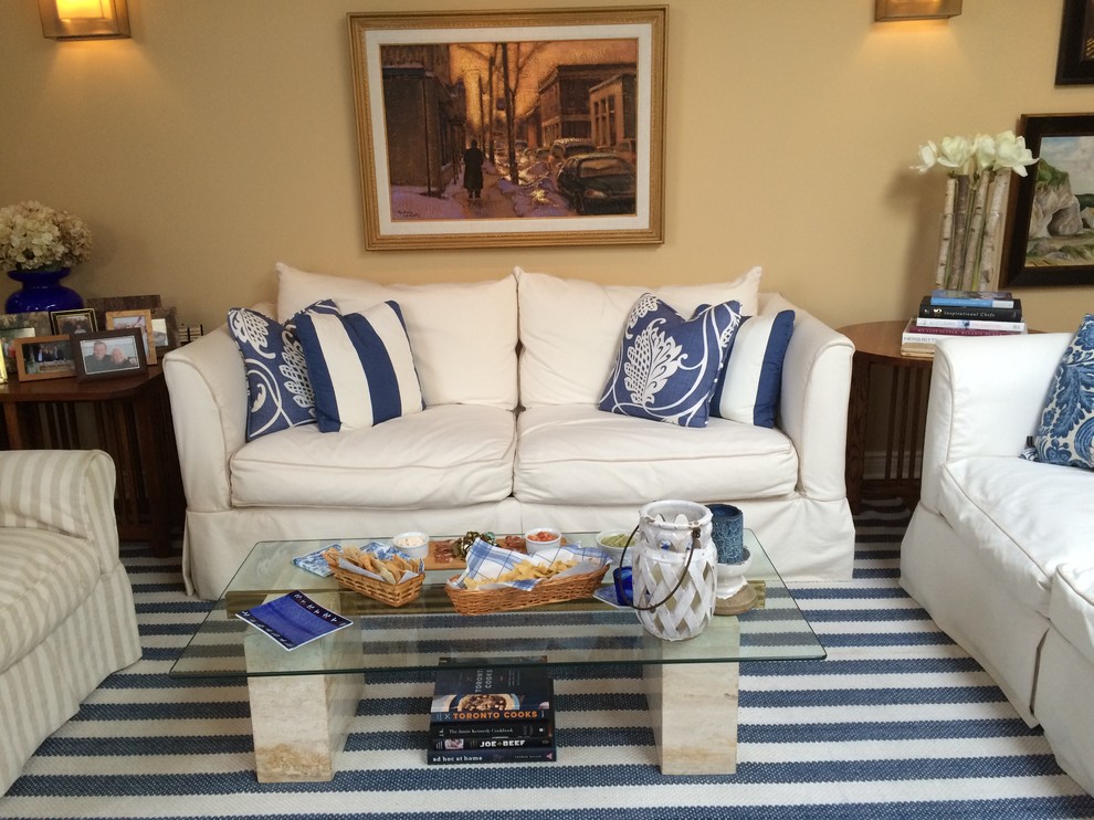 Living Room- Blue & White -Relaxed Beach style - Beach Style - Living ...