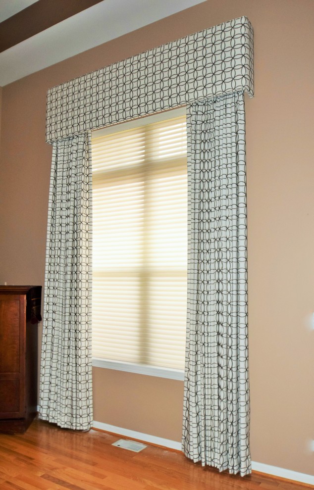 Living Room Drapery Panels and Cornice - Transitional - Living Room ...