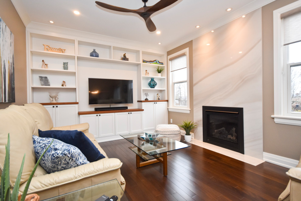 Living Room Fireplace & Custom TV Unit Design - Contemporary - Living ...