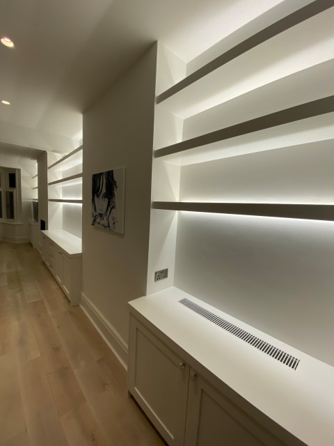 Living Room with Bespoke Open Shelving - Contemporary - Living Room ...