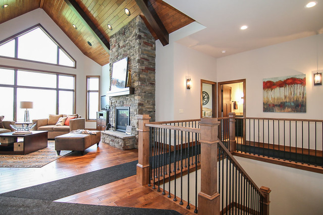 Living room with cedar ceiling and beams - Classique - Salon - Autres ...
