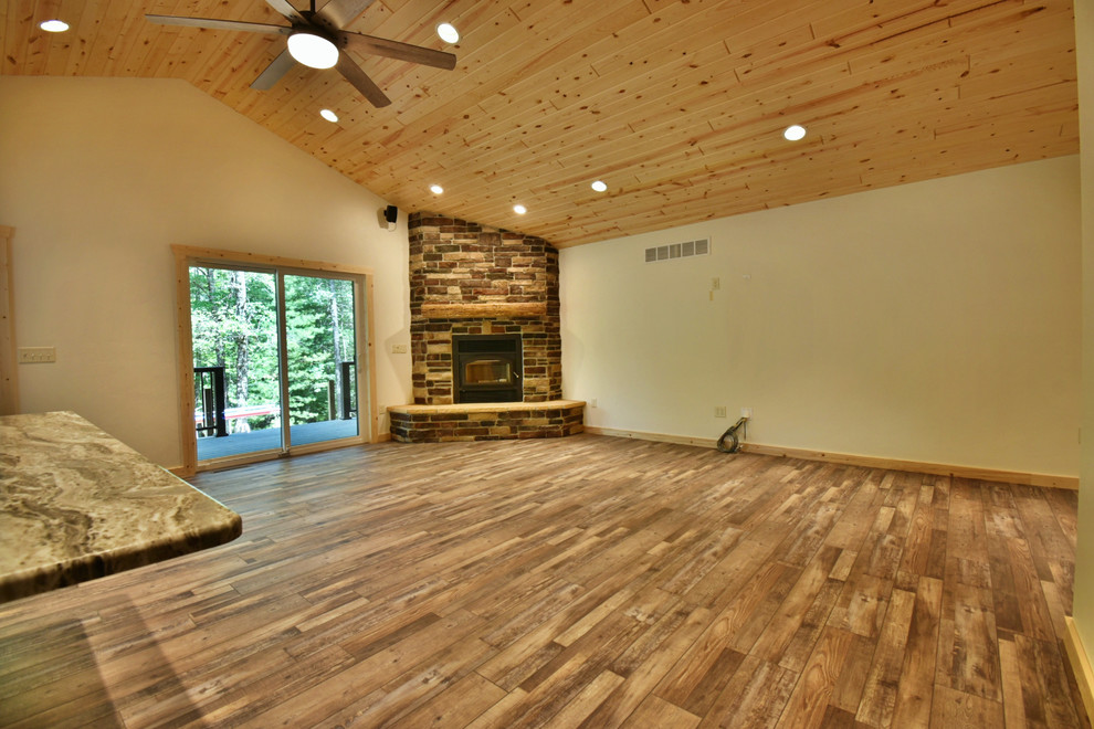 Living Room with Rustic Brick Fireplace - Rustic - Living Room - Other ...