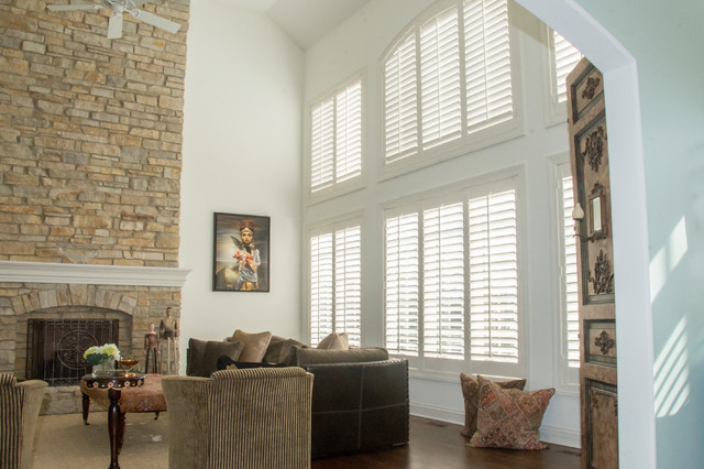 Livingroom Custom Plantation Shutters - Traditional - Living Room ...