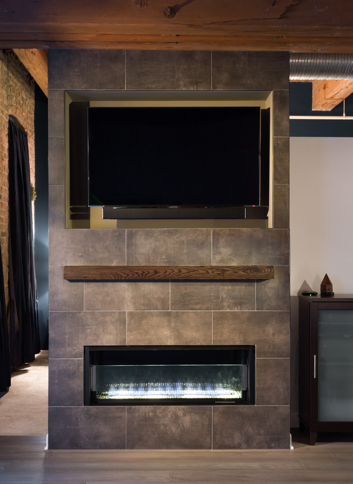 Loft Fireplace Redesign - Rustic - Living Room - Chicago - by Chi ...