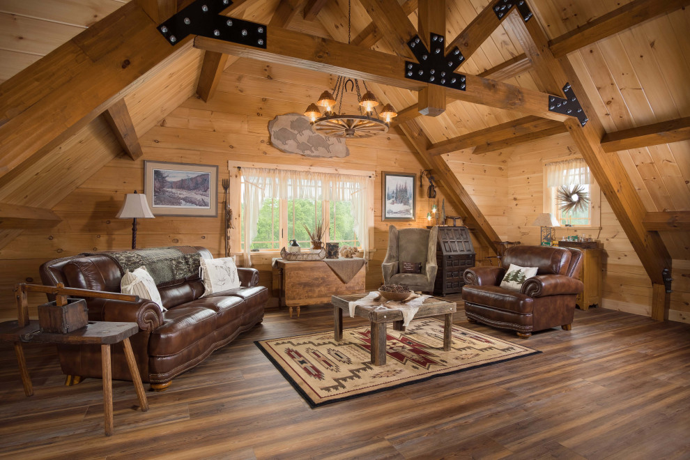 Log Home Loft Modern-Day Farmhouse - Farmhouse - Living Room - Other ...