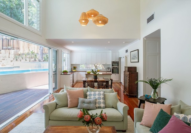 Lounge, Dining Kitchen with view to deck and pool - Modern - Living ...