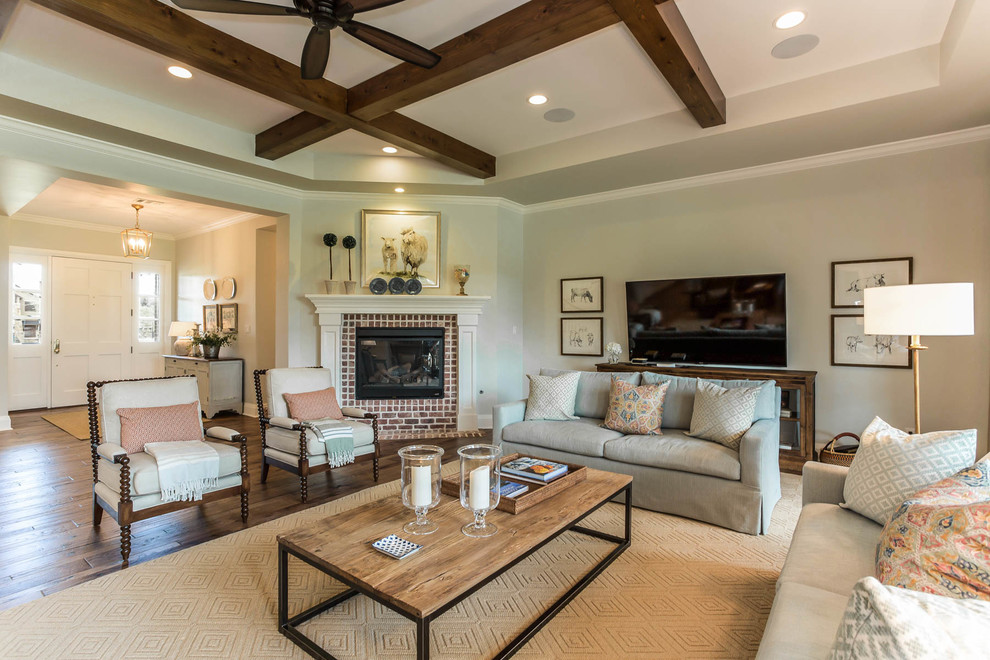 Low Country Southern Style Home - Farmhouse - Living Room - Houston ...