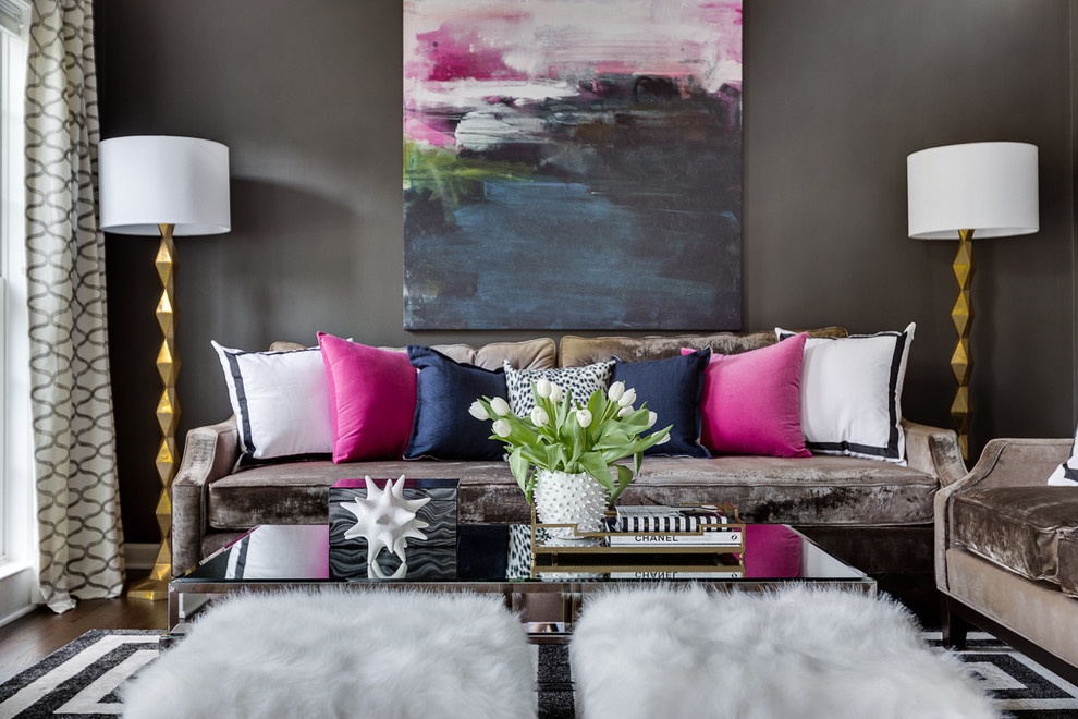 Luxe Drama Living Room by GreyHunt Interiors - Contemporary - Living ...