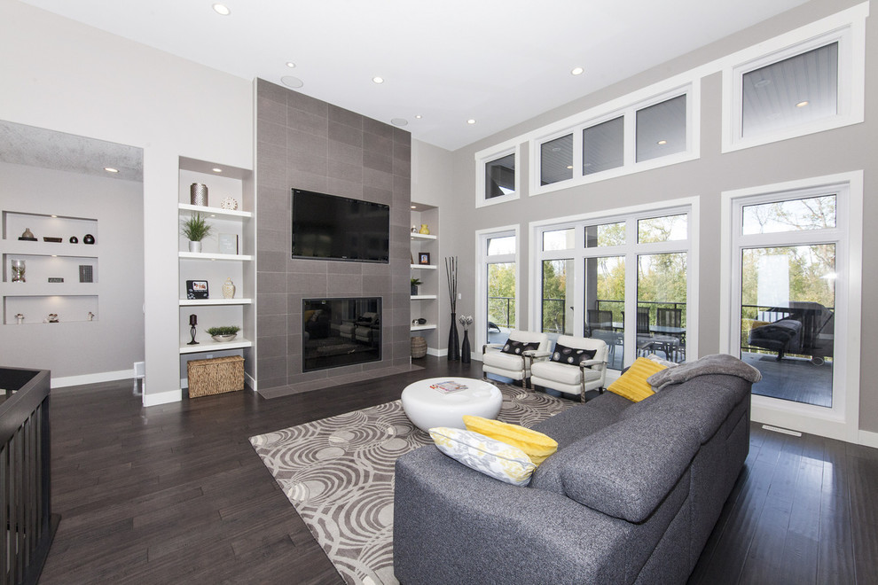 Luxury Acreage Estate in Alberta - Contemporary - Living Room ...