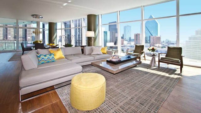 Luxury High Rise Living at Museum Tower Dallas - Modern - Living Room ...