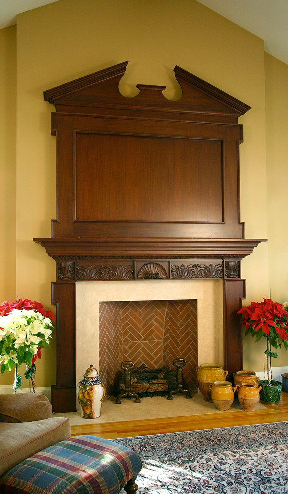 Mahogany Mantle and Overmantle with hidden TV. Design by Skip Sroka ...