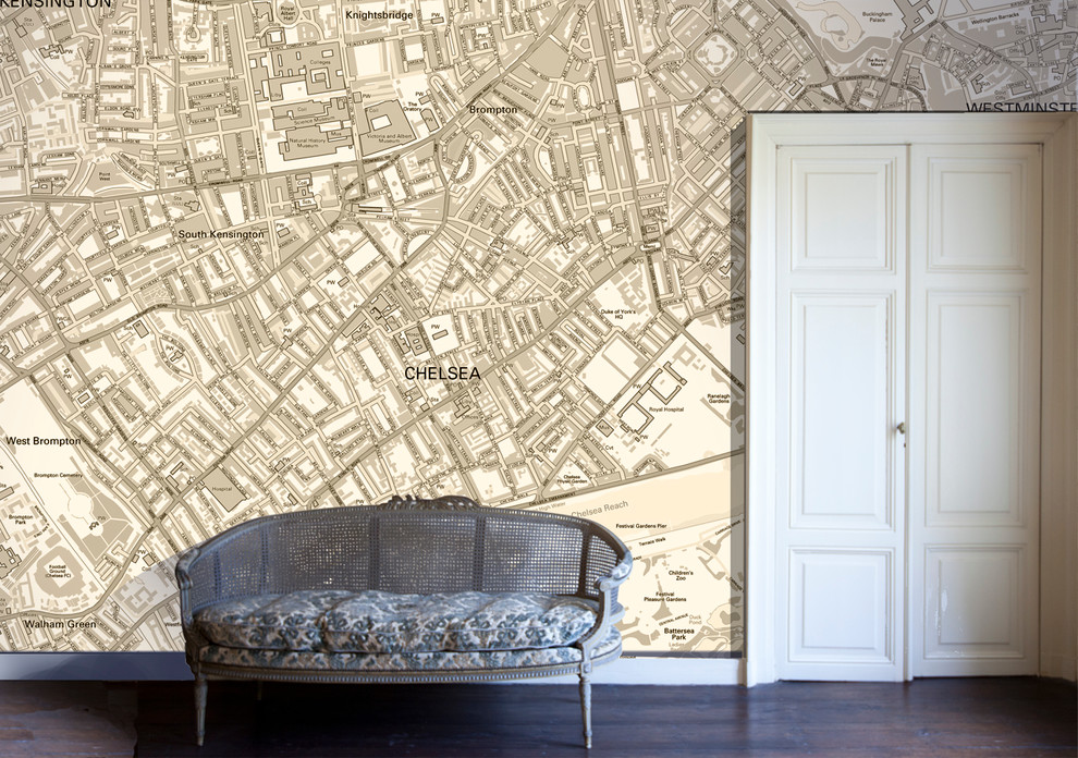 Map wallpaper - Eclectic - Living Room - Other - by Wallpapered | Houzz