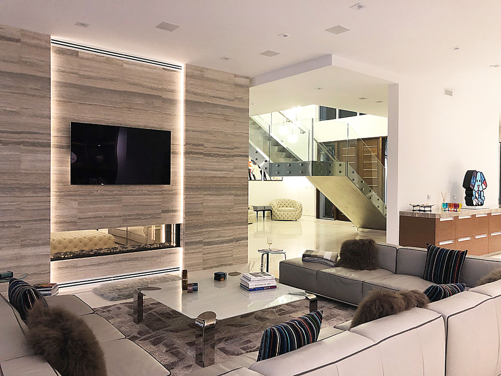 Miami Beach Waterfront Mansion - Contemporary - Living Room - Miami ...