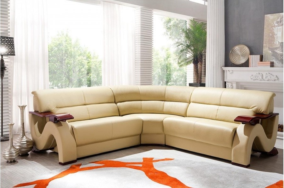 Modern Beige Bonded Leather Sectional Sofas - Modern - Living Room ...