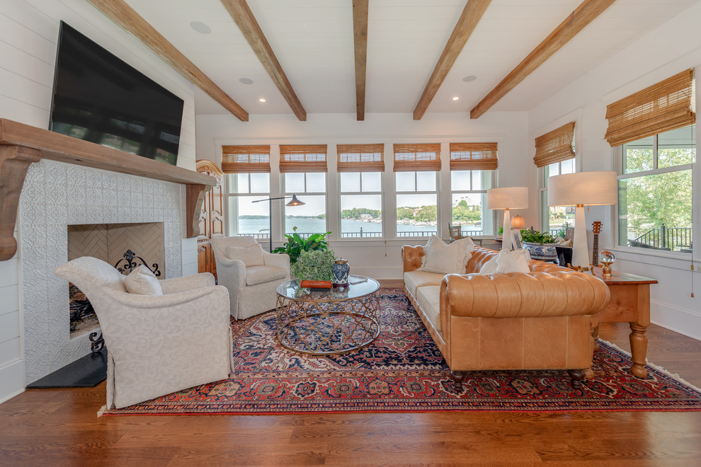 Modern Farmhouse Lake Norman - Farmhouse - Living Room - Charlotte - by ...