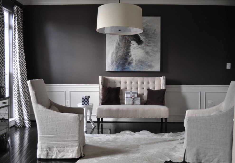 Modern Gray Dining Room by JWS Interiors - Contemporain - Salon ...