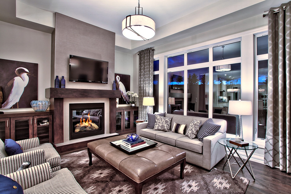 Modern Grey Living Room, Interior Design Calgary - Transitional ...
