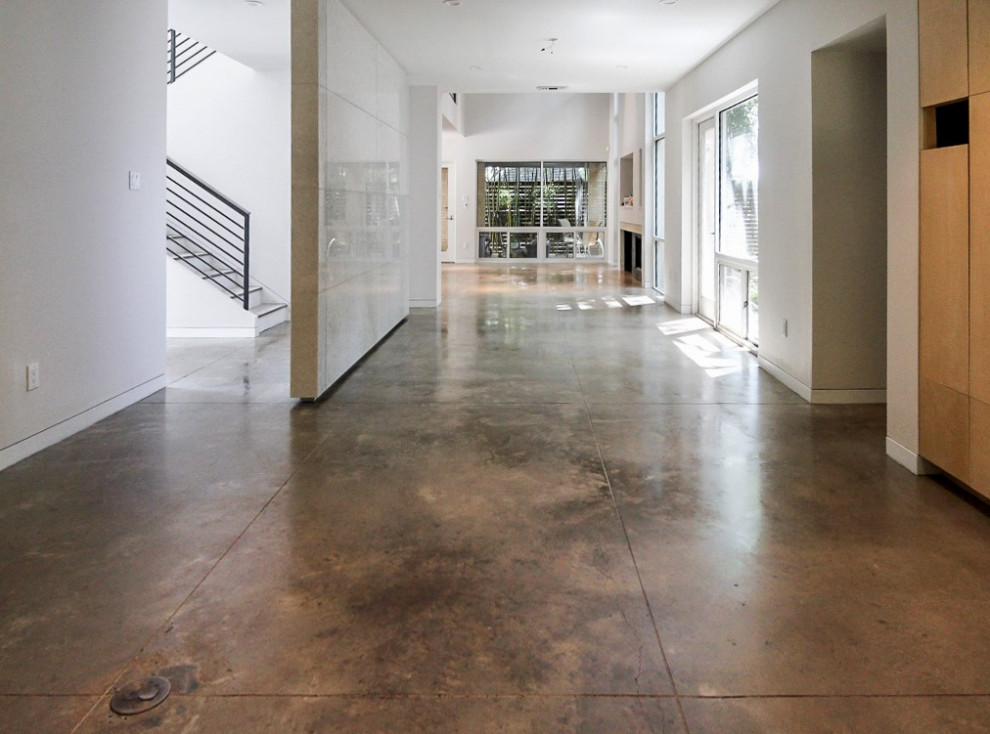 Modern Lakeside Mansion with Brown Polished Concrete Floors - Modern ...