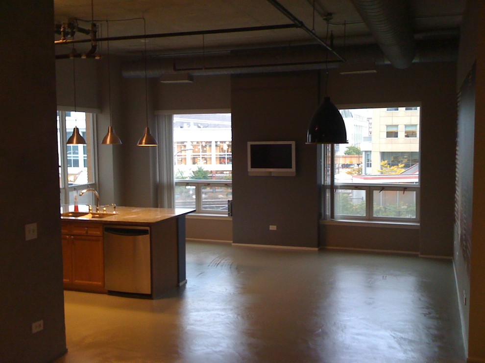 Modern Living Room with concrete floor - Modern - Living Room - Chicago ...
