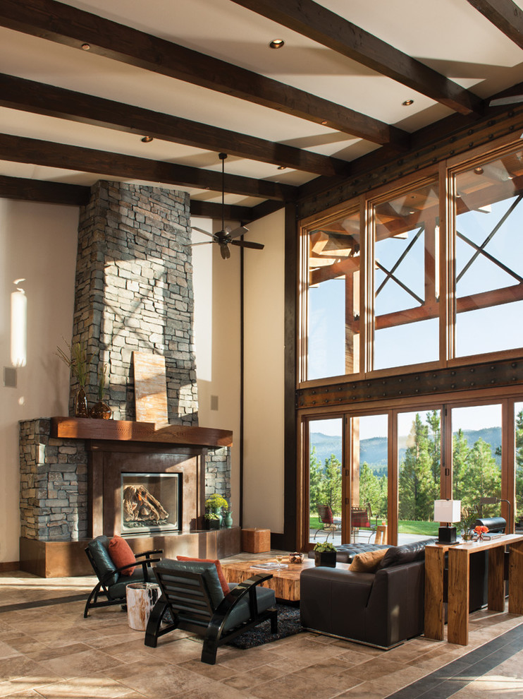 Modern Mountain Timber Frame Home: The Suncadia Residence - Living Room ...