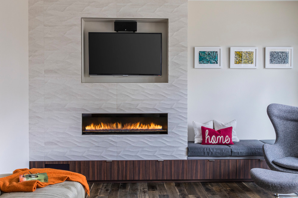 Modern TV Nook and Fireplace - NW Portland - Modern - Living Room ...