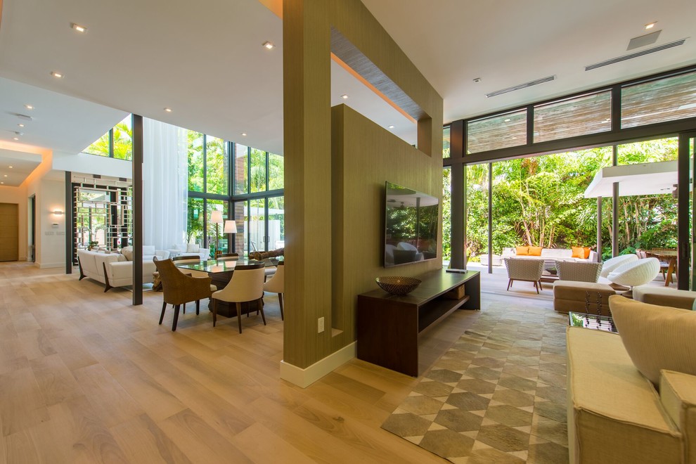 Modern TV Room Windows - Modern - Living Room - Miami - by American ...