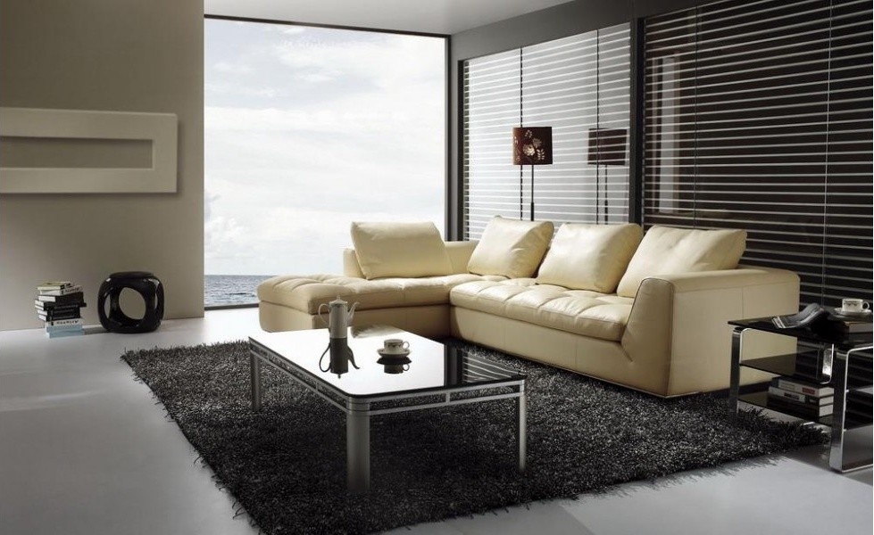 Modrn Beige Leather Sectional Sofa - Modern - Living Room - Los Angeles ...