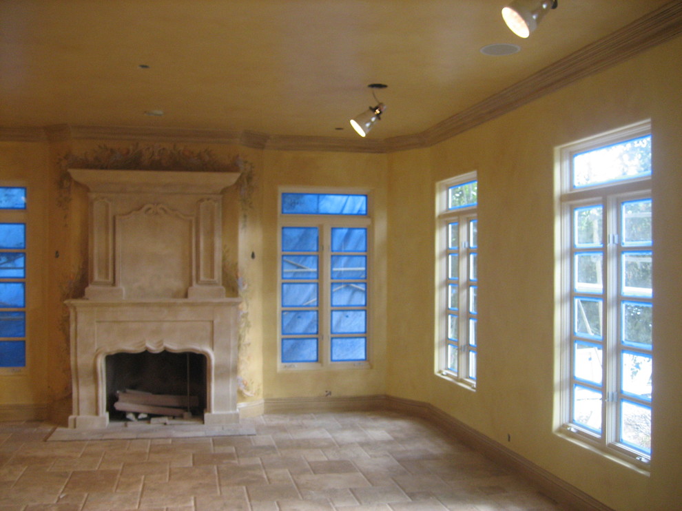 Monochromatic Living Room with Rustic Finishes - Traditional - Living ...