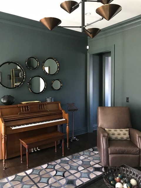 Moody Music Room Makeover | In Progress - Éclectique - Salon - New York ...