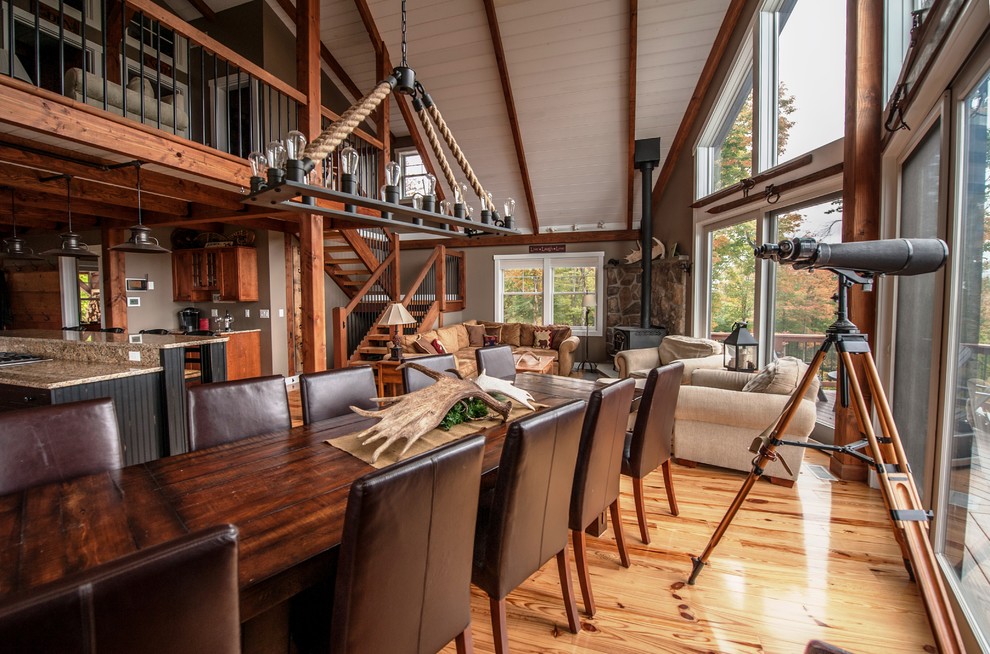 Moose Ridge Lodge Post and Beam - Rustic - Living Room - Portland Maine ...