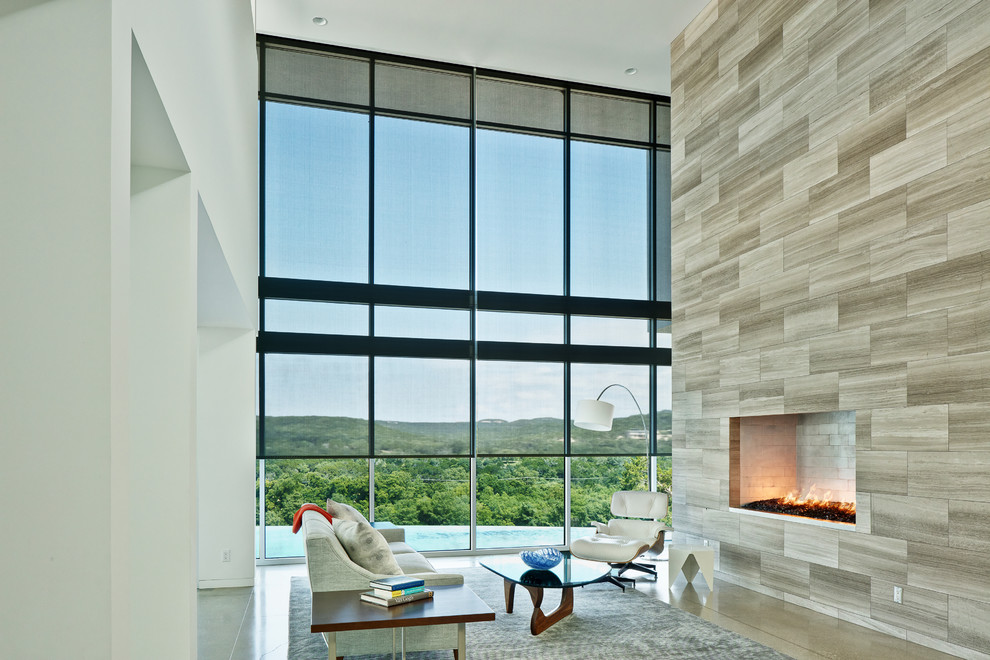 Motorized Solar Shades - Modern - Living Room - Austin - by Texas Sun ...