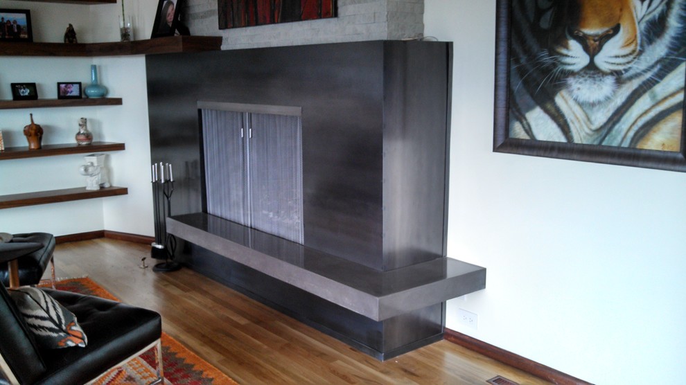 Mount Hood Cabin Fireplace Hearth - Modern - Living Room - Portland ...