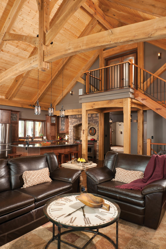 Mountain Timber Frame Home in Canada - Rustic - Living Room - Edmonton ...
