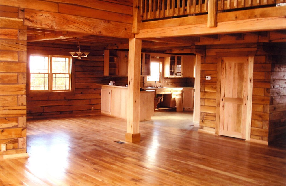 Mountain View Log Home kit - Traditional - Living Room - Kansas City ...
