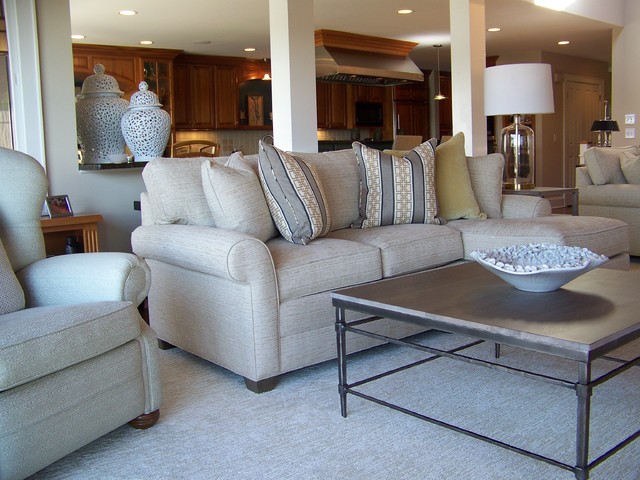 Multi-Seating Open Living Plan In Warm Neutral Tones - Classique Chic ...
