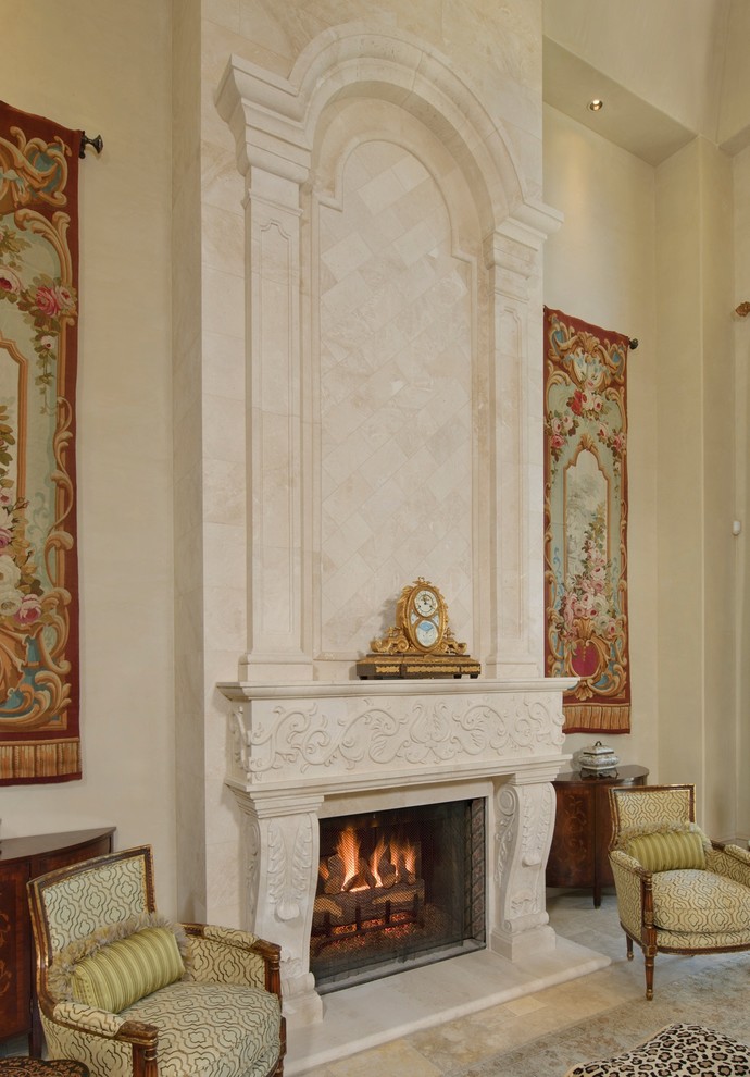 Natural Stone Fireplaces - Traditional - Living Room - Houston - by MCA Stone | Houzz