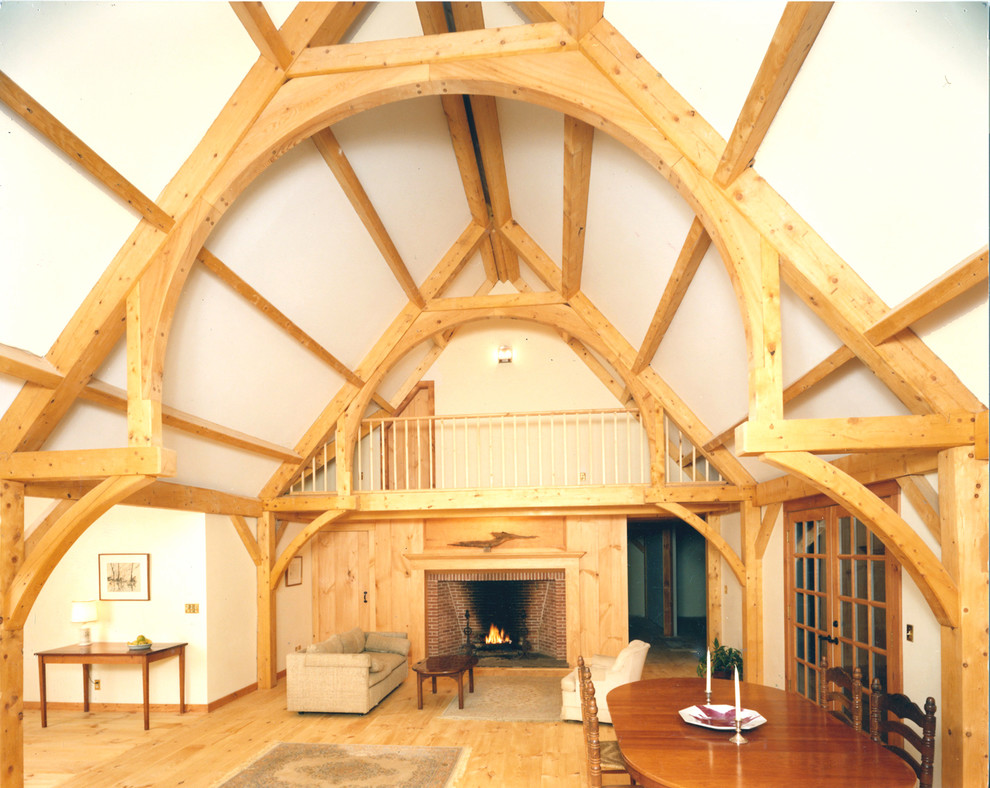 New England Estate Heavy Timber Trusses in Home Interior - Rustic ...