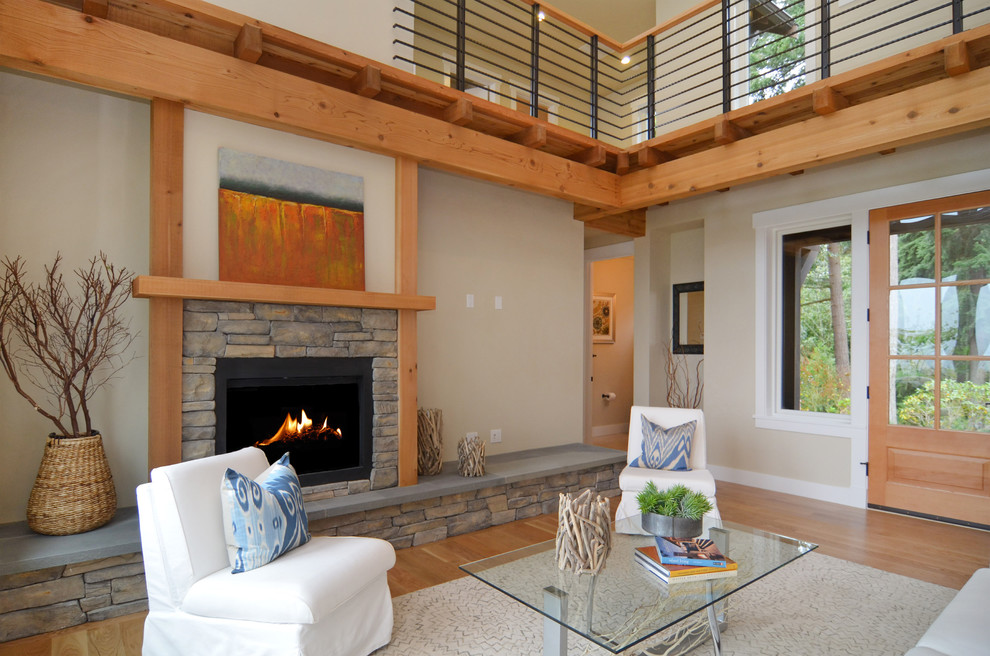 Northwest Craftsman Waterfront Home - Craftsman - Living Room - Seattle ...