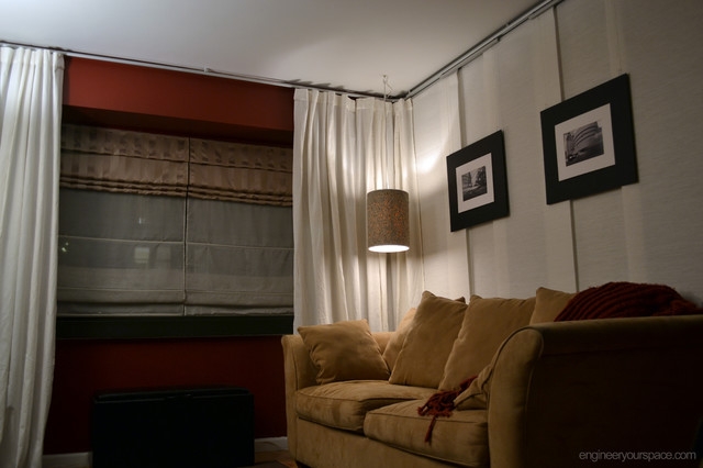 NYC Studio Apartment Makeover: Hanging Room Divider - Traditional ...