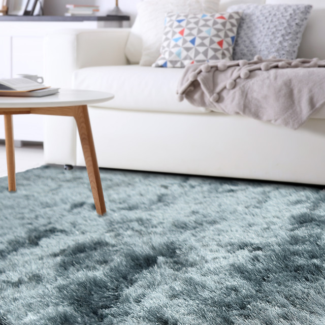 Olivia Shiny Soft Shag Rug Teal Blue - Современный - Гостиная - Другое ...