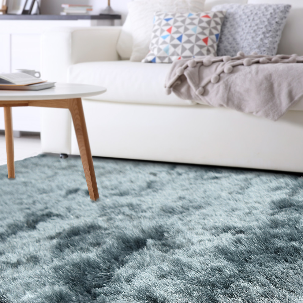 Olivia Shiny Soft Shag Rug Teal Blue - Contemporary - Living Room ...